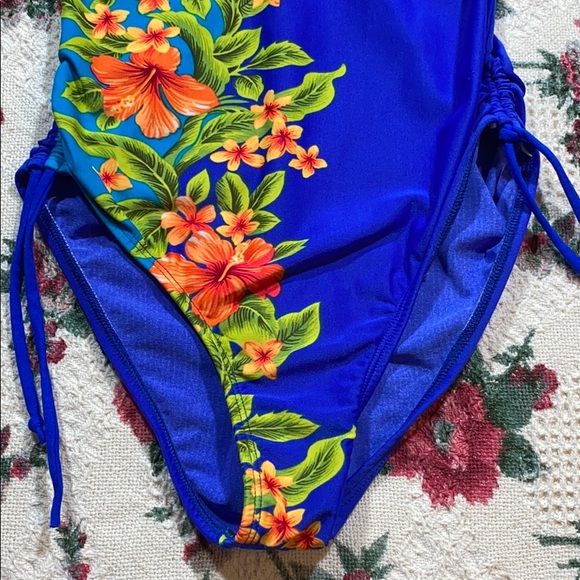 Beach Native | Swim | Beach Native Blue Swimsuit With Flowers | Poshmark